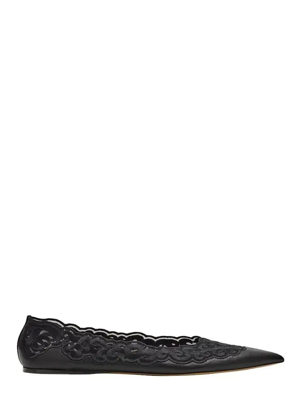 Gabriela Hearst Ziva Leather Ballerina Flats - Black