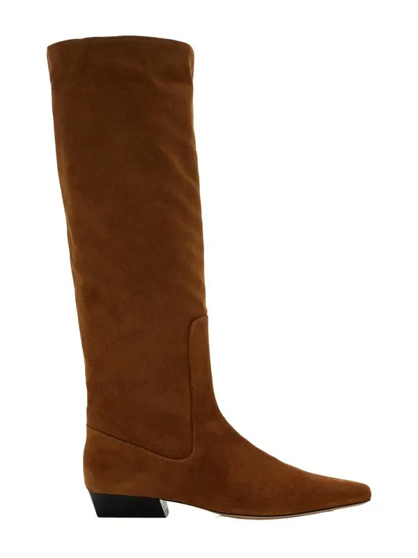 Staud Wally Suede Knee Boots - Tan