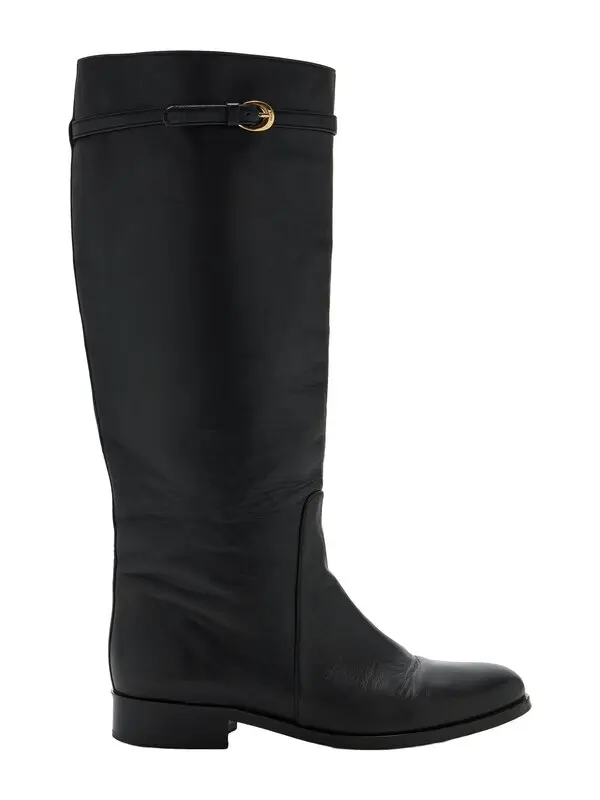 Staud Harlow Leather Riding Boots - Black