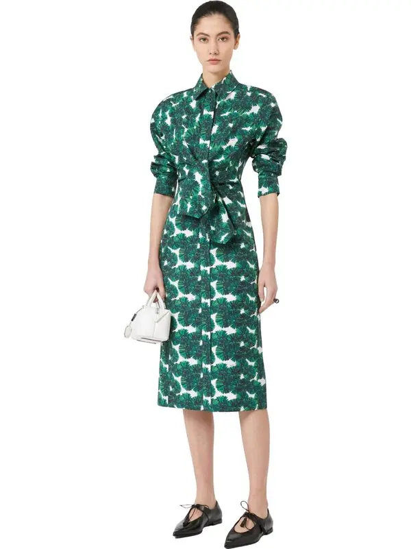 Max Mara Printed Poplin Shirt Dress - Sand