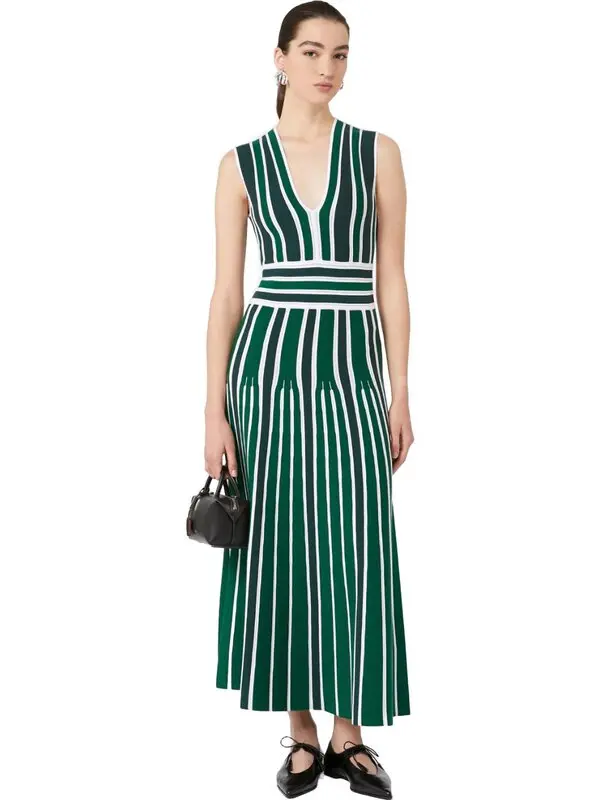 Max Mara Stretch Viscose Yarn Maxi Dress - Green
