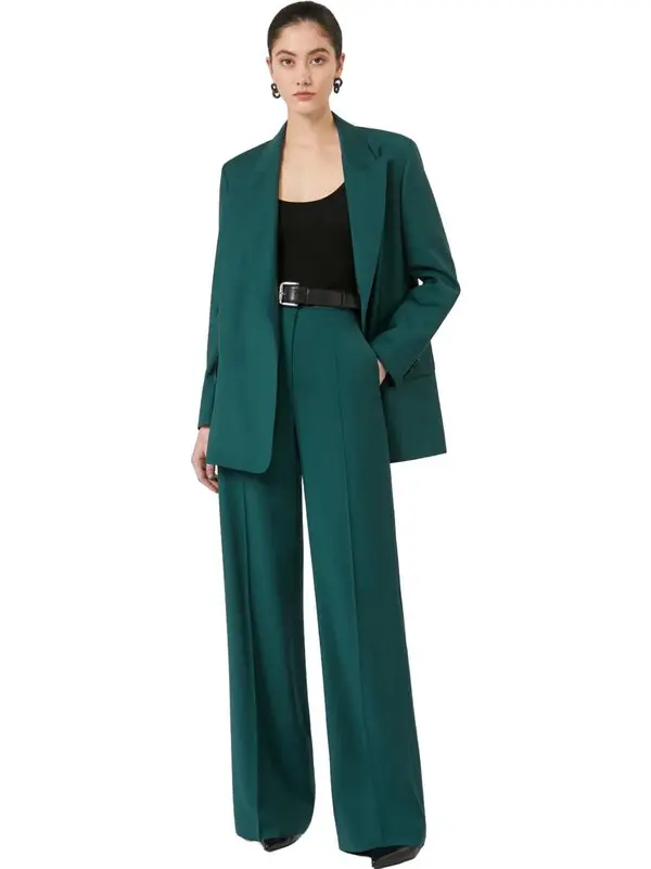 Max Mara Straight-fit Wool Trousers - Dark Green