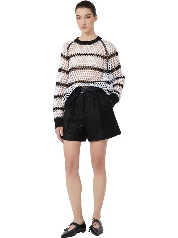 Max Mara Mesh-knit Cotton Sweater - White Black