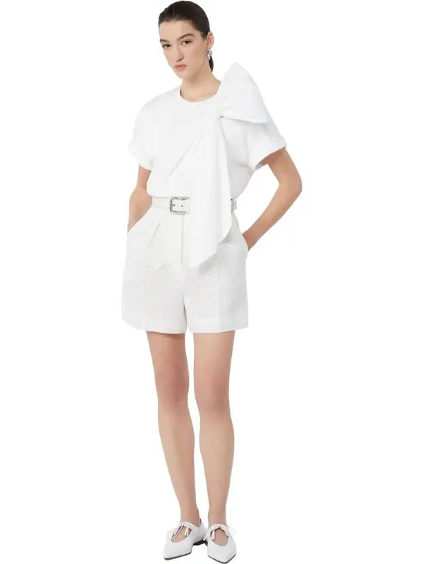 Max Mara Technical Mesh Pleated Shorts - White