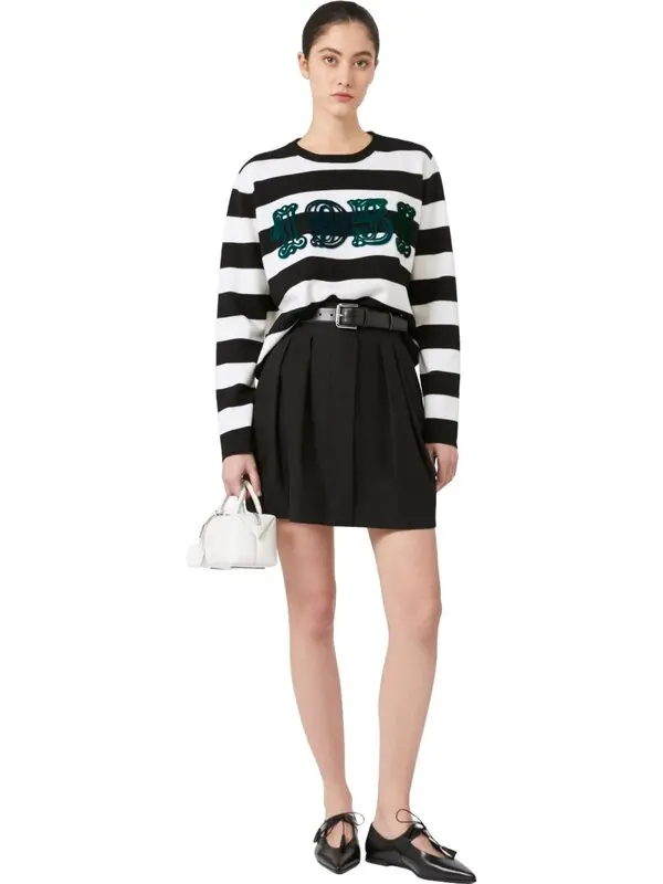 Max Mara Embroidered Wool Sweater - White Black