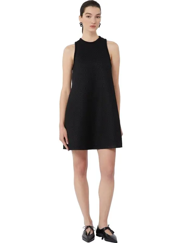Max Mara Flared Technical Mesh Mini Dress - Black