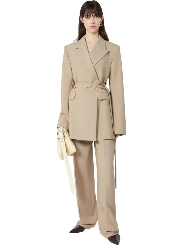 Max Mara Straight Wool Trousers - Beige Shaded