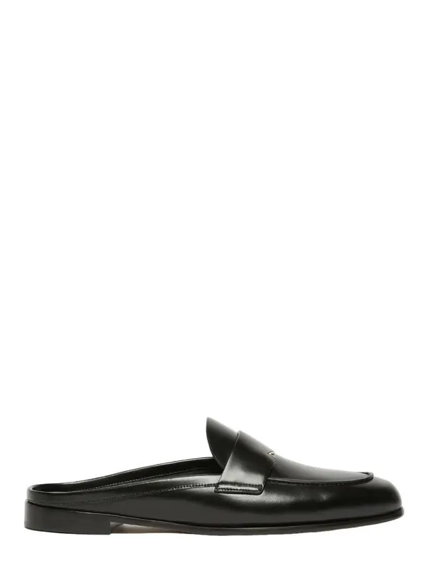 Max Mara Smooth Leather Mule Loafers - Black