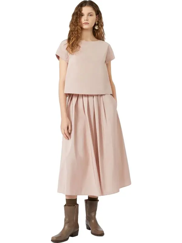 Max Mara Midi Taffeta Skirt - Powder