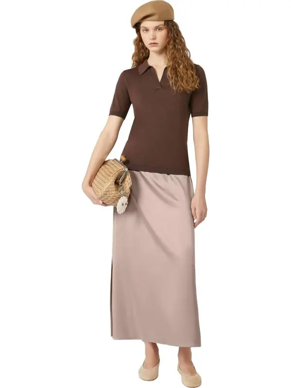 Max Mara Satin Calf-length Skirt - Powder