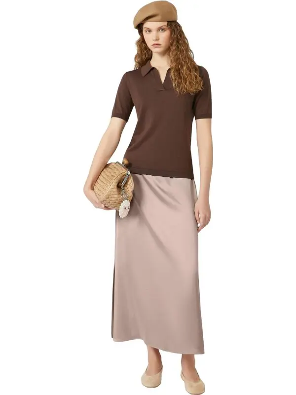 Max Mara Silk And Cotton Polo T-shirt - Chocolate