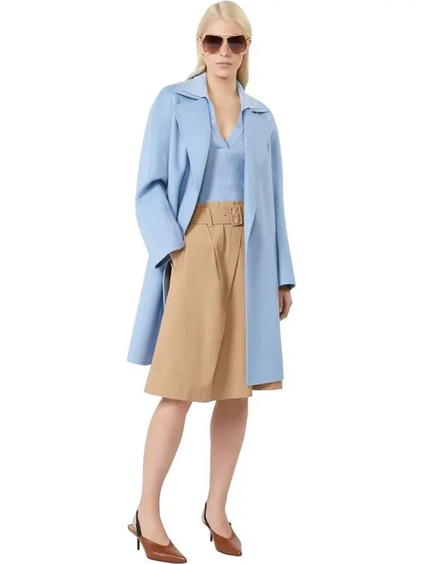 Max Mara Wool, Silk And Cashmere Robe Coat - Light Blue