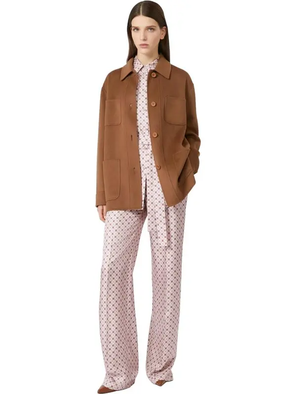 Max Mara Overshirt Jacket In Wool, Cashmere, And Silk - Hazelnut Brown