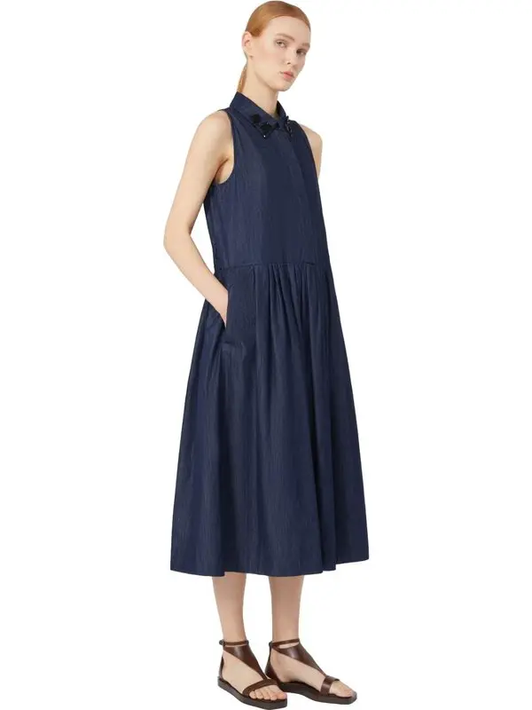 Max Mara Sleeveless Midi Denim Shirtdress - Midnightblue