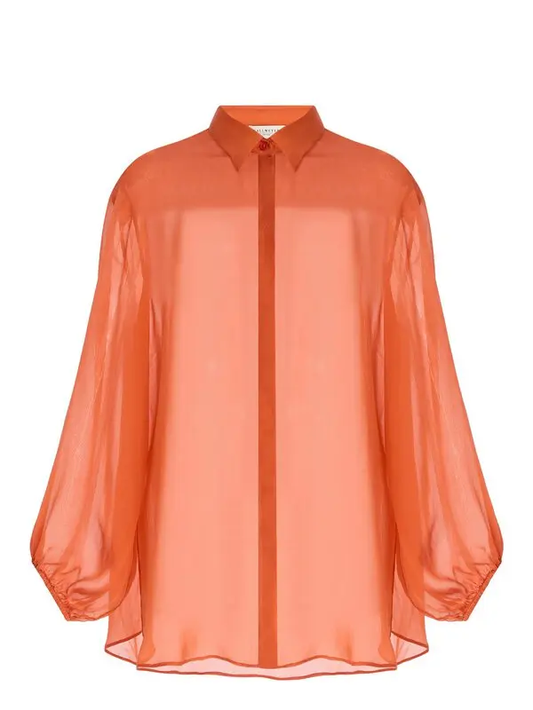 KALLMEYER Ilia Balloon-sleeve Silk Top - Orange