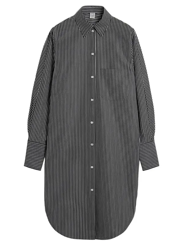 TOTÊME Striped Kimono-sleeve Shirtdress - Black,white