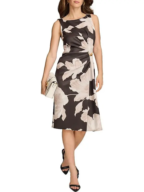 Donna Karan New York Lightweight Scuba Sheath Dress - Black/fawn Multi