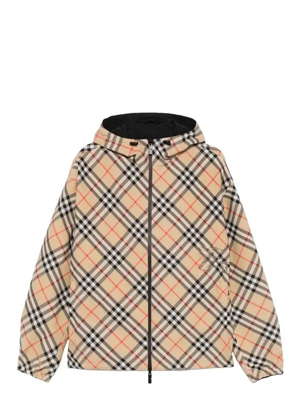 Burberry Check Motif Zipped Jacket - Beige
