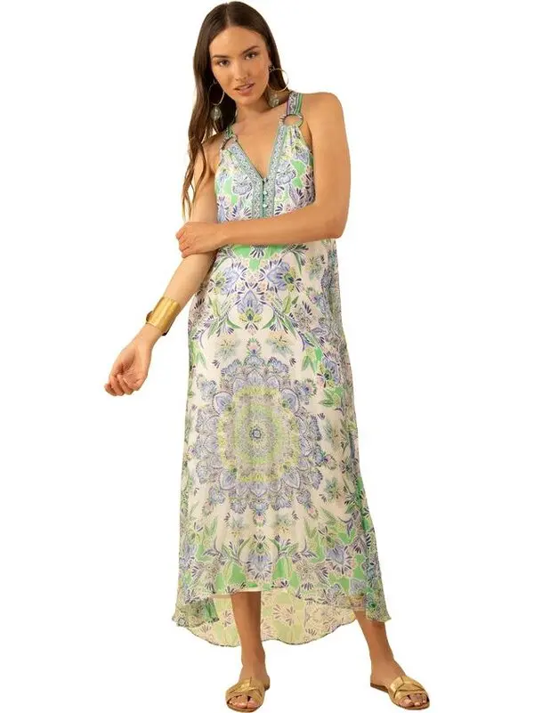 Hale Bob Rival Chiffon Maxi Dress - Green