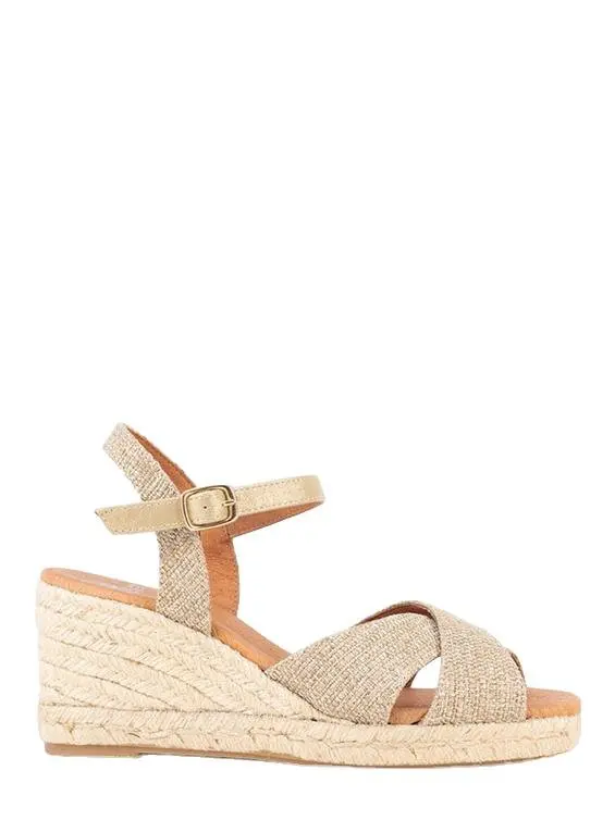 MENINA STEP Jimena Mid Wedge Sandals - Gold