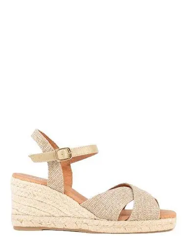 MENINA STEP Jimena Woven Crisscross Wedges - Metallic