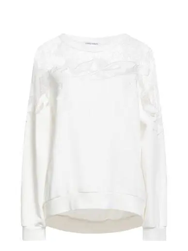 Alberta Ferretti Sweatshirt In Cotton Blend With Lace And Embroidery - White