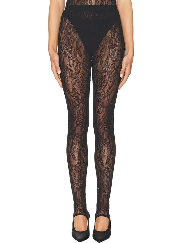 Wardrobe.NYC Lace Stirrup Legging - Black