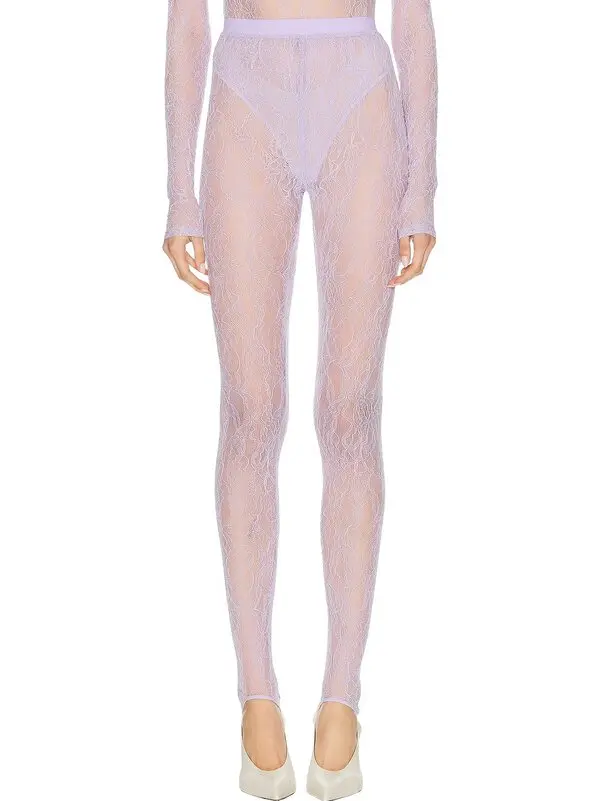 Wardrobe.NYC Lace Stirrup Legging - Lilac