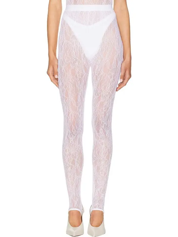 Wardrobe.NYC Lace Stirrup Legging - White