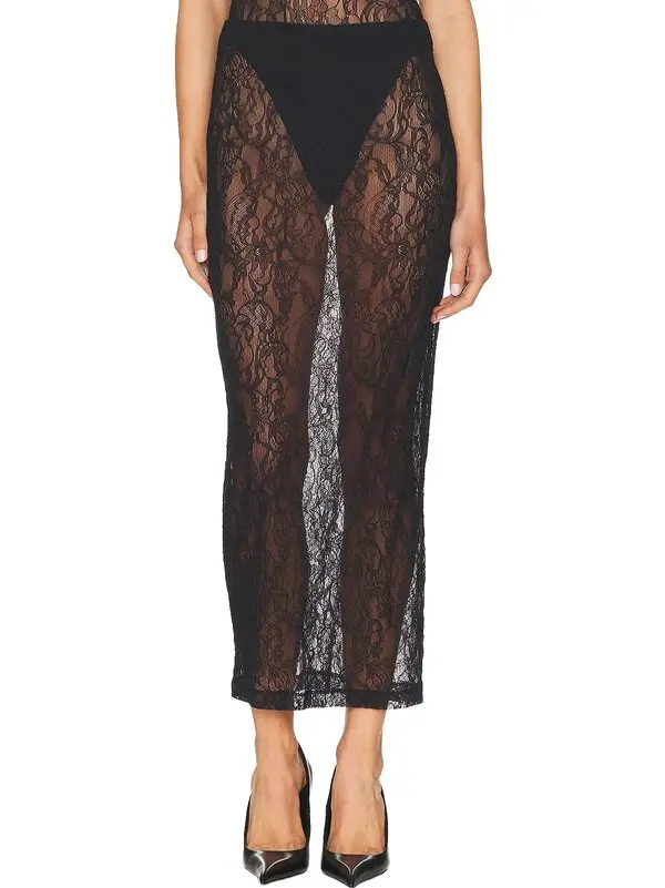 Wardrobe.NYC Lace Tube Skirt - Black