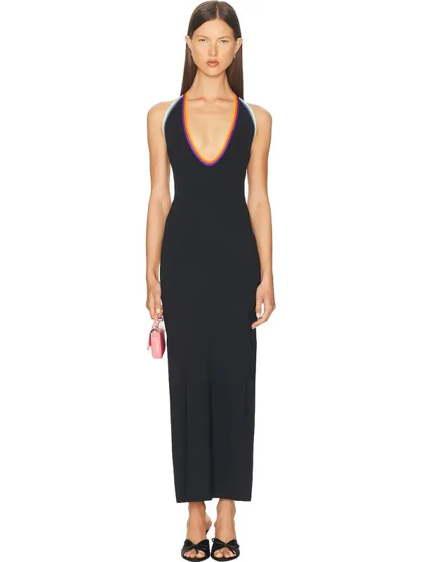 Christopher John Rogers Deep U-neck Maxi Dress - Black Multi