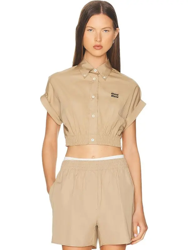 Miu Miu Short Sleeve Shirt - Kaki