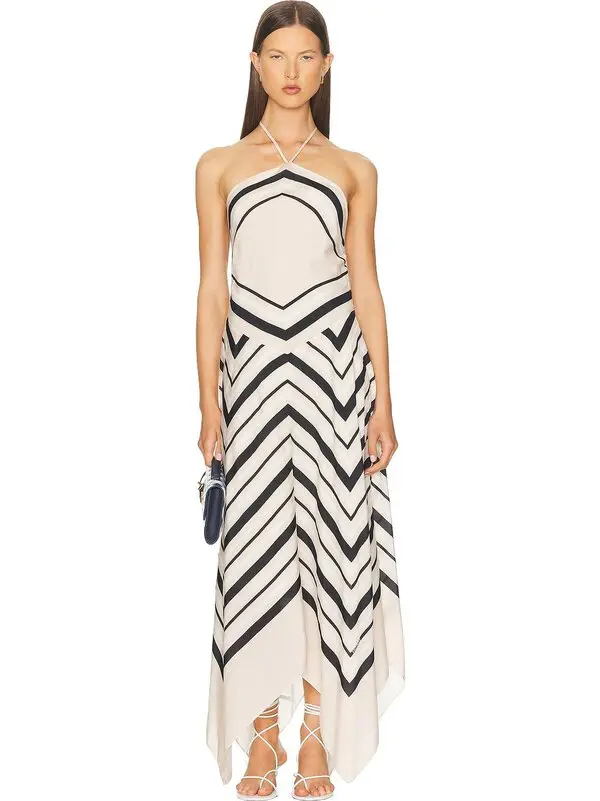 Simkhai Hera Halter Midi Dress - Sand Stripe