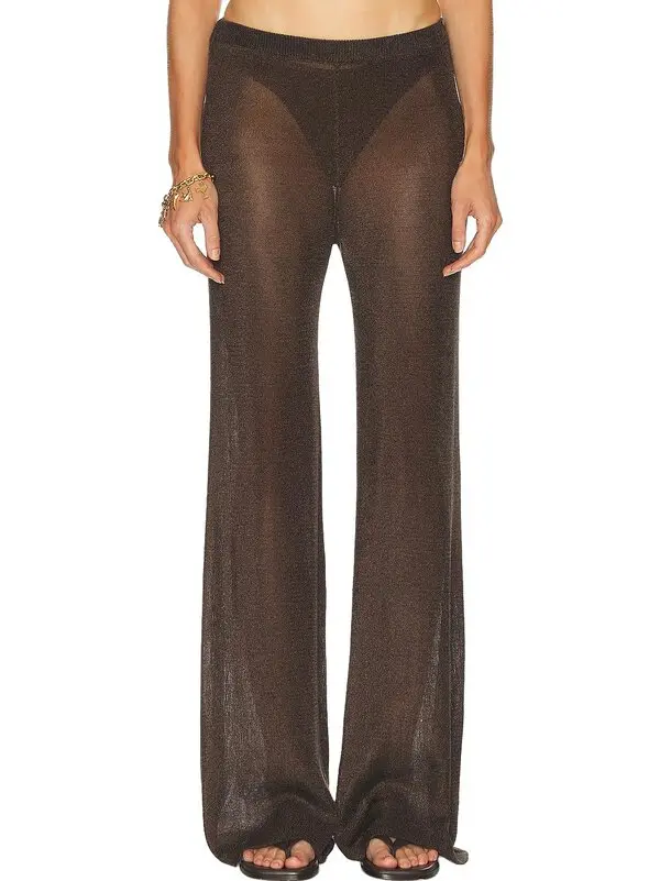 SEROYA Metallic Knit Pant - Slate Brown