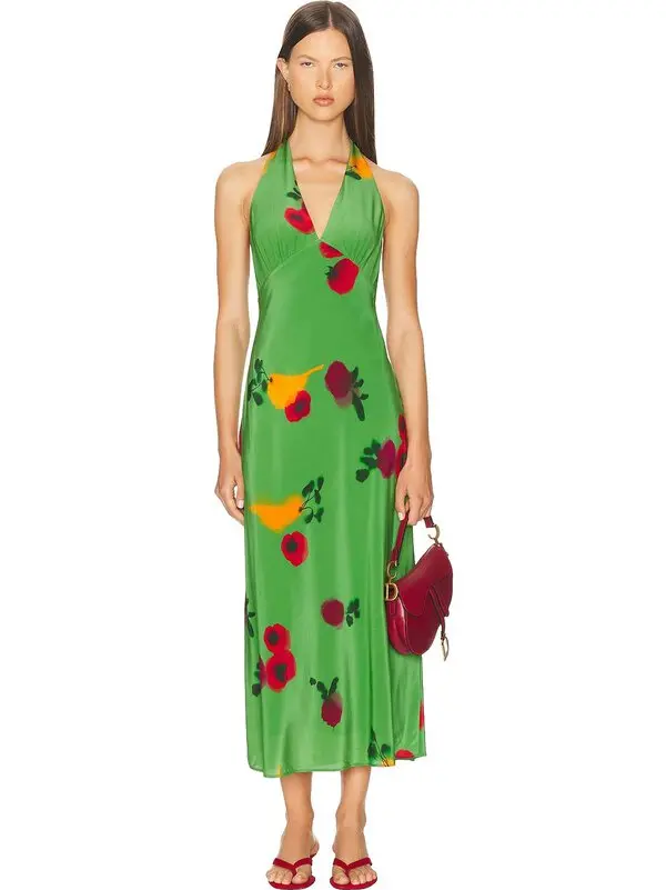 Staud Lucca Silk Dress - Farmers Market Leaf