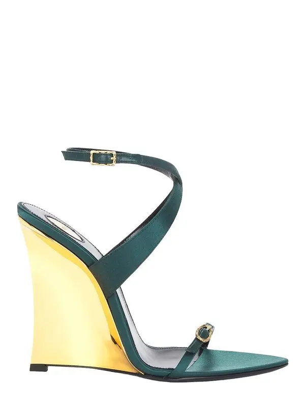 Saint Laurent Gippy Wedge Sandal - Glass Bottle Green