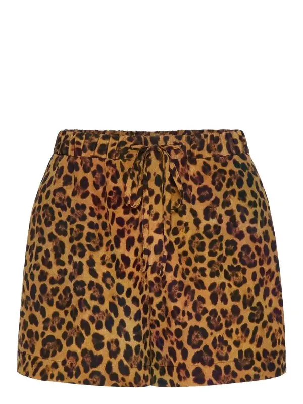 Valentino Garavani Animalier Crepe De Chine Shorts - Brown