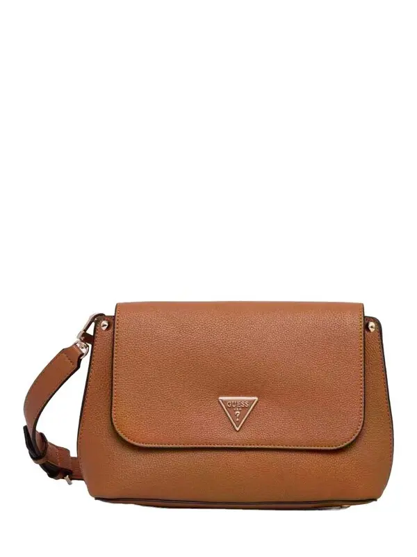 Guess Meridian Logo-plaque Leather Crossbody Bag - Brown