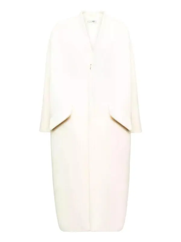 MAISON MARGIELA Asymmetric Zip-front Coat - White