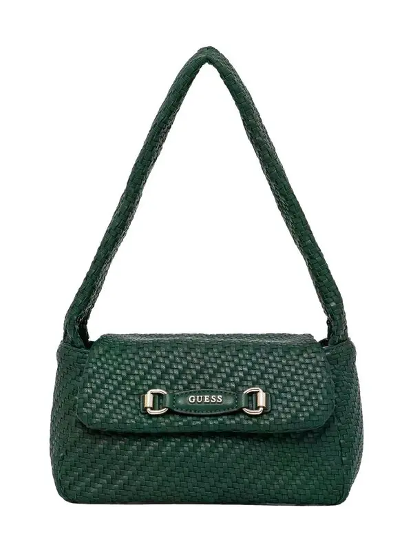 Guess Woven Leather Shoulder Bag - Green
