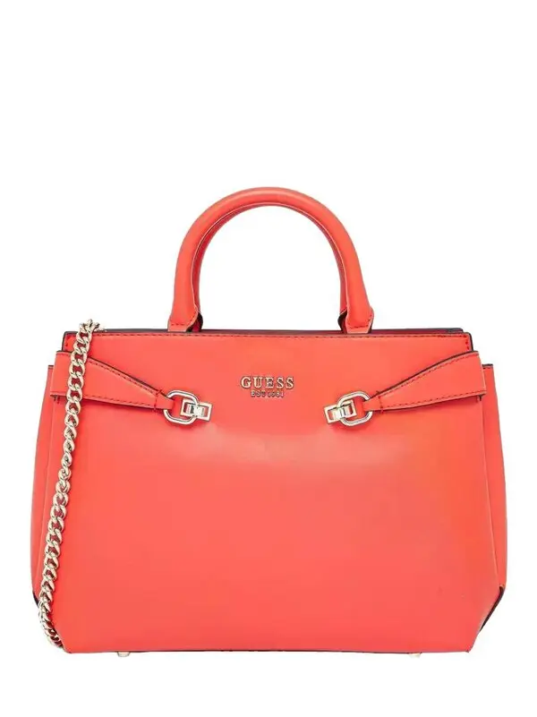 Guess Structured Handbag With Chain-strap - Red