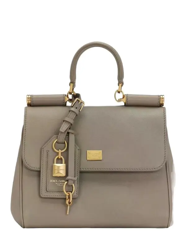 Dolce & Gabbana My Sicily Leather Handbag With Padlock - Neutrals