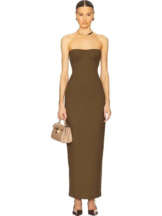 HELSA The Linear Suiting Dress - Olive