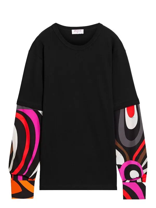 Emilio Pucci Printed Layered Top - Black