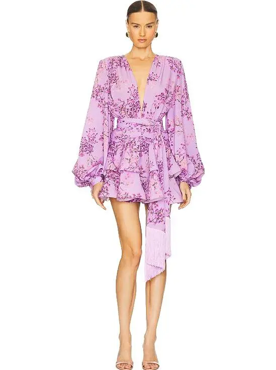 BRONX AND BRONCO Bedouin Poppy Mini Dress - Lilac Multi