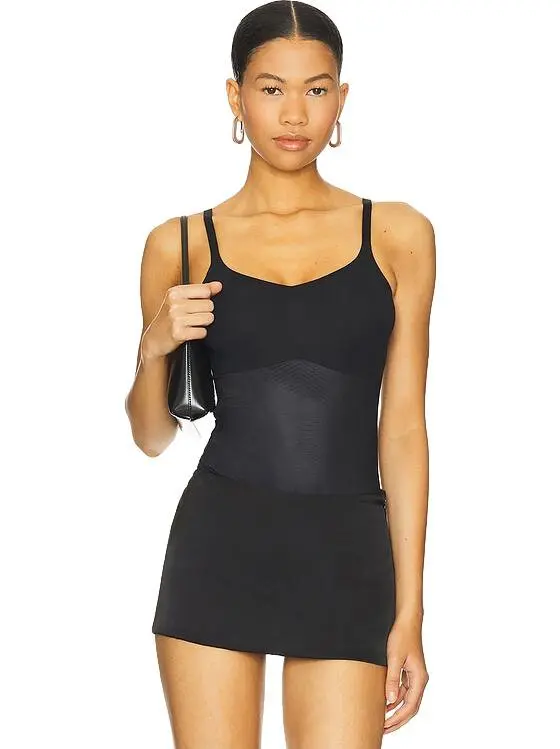 Spanx Shape Invisible Cami Thong Bodysuit - Very Black
