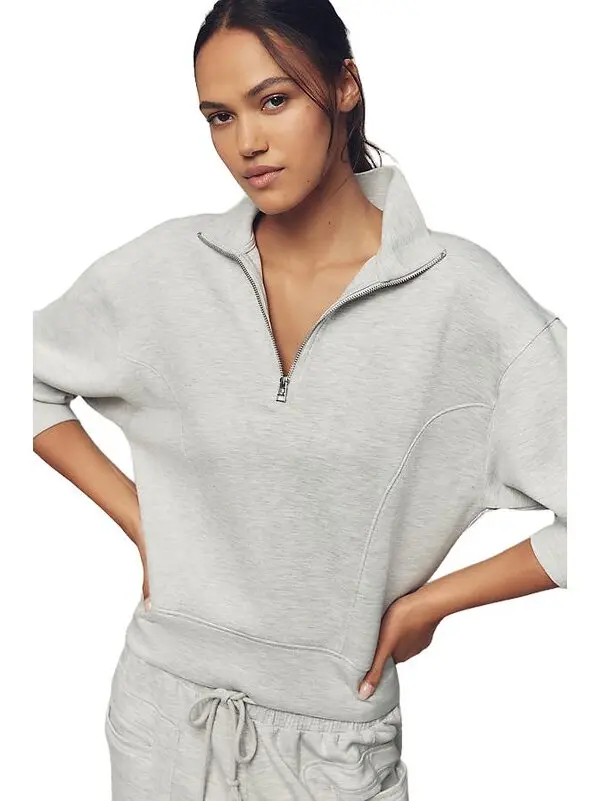 DAILY PRACTICE BY ANTHROPOLOGIE Half-zip Sweatshirt - Light Grey Heather