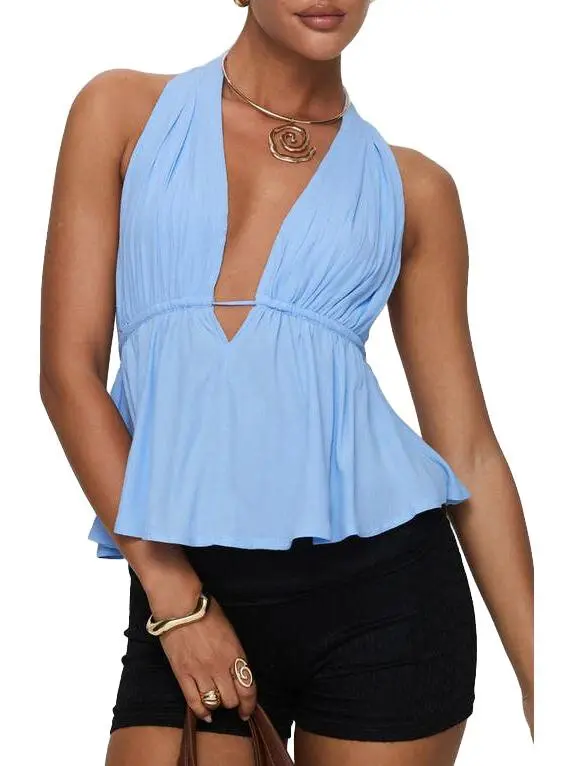 Princess Polly Halter Neck Top - Blue