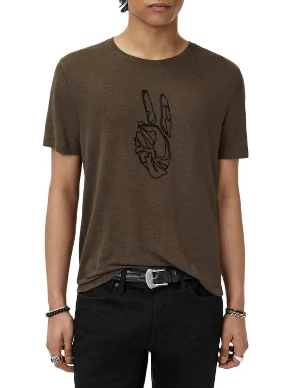 John Varvatos Peace Linen Blend T-shirt - Teakwood