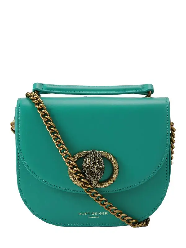 Kurt Geiger Chelsea Leather Saddle Bag - Open Green